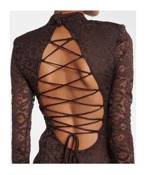 ROTATE BY BIRGER CHRISTENSEN Open-back Floral Lace Dress