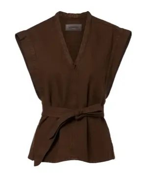LEMAIRE Belted Cotton Twill Top - Brown