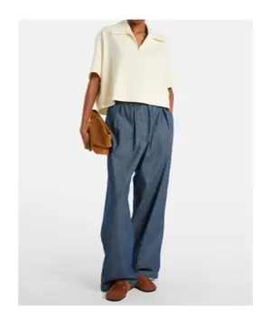 JIL SANDER Cotton Chambray Wide-leg Pants
