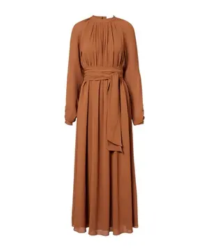 JOSEPH Pinky Belted Draped Maxi Dress - Brown
