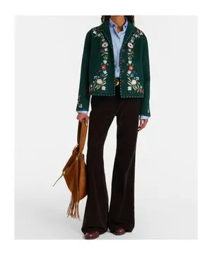 Rixo Embroidered Single-breasted Casual Jacket