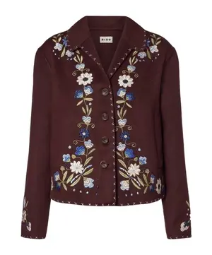 Rixo Embroidered Single-breasted Casual Jacket - Red