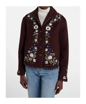 Rixo Embroidered Single-breasted Casual Jacket