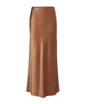 JOSEPH Isaak Silk Satin Maxi Skirt - Brown