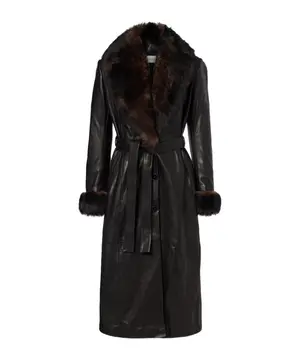 Nour Hammour Baez Shearling-trimmed Leather Coat