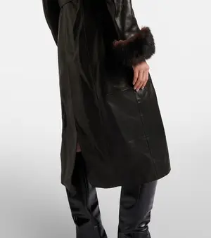 Nour Hammour Baez Shearling-trimmed Leather Coat