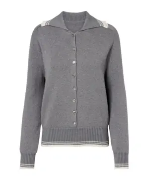 Magda Butrym Crochet-trimmed Cotton And Cashmere Polo Sweater - Gray