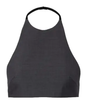 JIL SANDER Halterneck Virgin Wool Crop Top - Black
