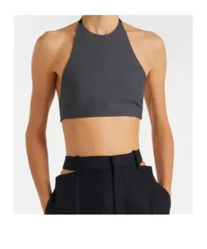 JIL SANDER Halterneck Virgin Wool Crop Top
