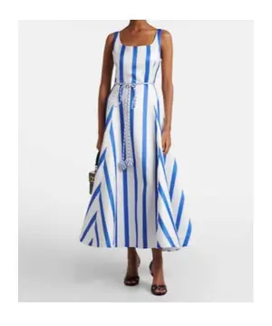 LEO Serafina Striped Satin Maxi Dress
