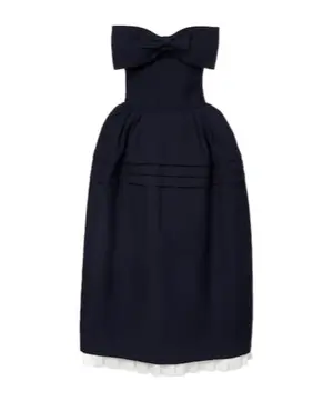 SHUSHU/TONG Bow-detail Wool And Silk Midi Dress - Blue
