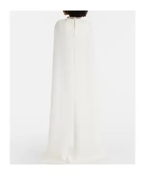 Roland Mouret Crystal-embellished Caped Crepe Gown