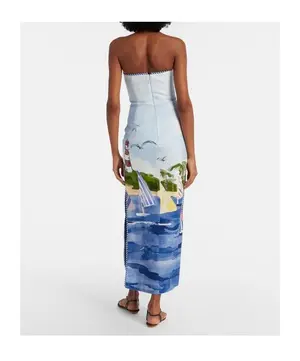 LEO Ava Printed Linen Bustier Dress