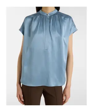 Vince Gathered Silk Satin Blouse - No