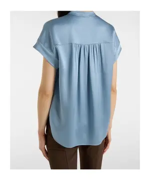 Vince Gathered Silk Satin Blouse - No