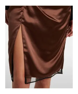 JACQUES WEI Lace-trimmed Satin Miniskirt