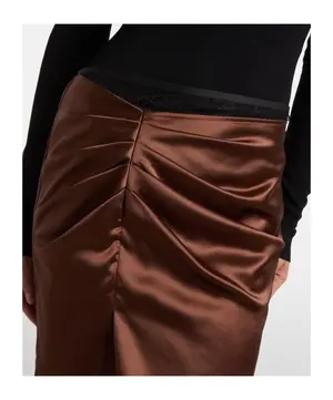 JACQUES WEI Lace-trimmed Satin Miniskirt