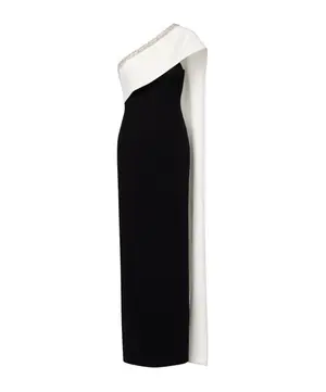 Roland Mouret Caped Embellished Satin Crêpe Gown - Black