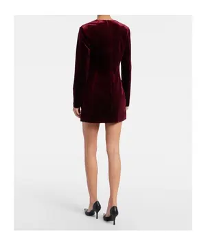 LEO Aliza Floral Appliqué Velvet Mini Dress