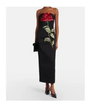LEO Rayna Floral-appliqué Midi Dress