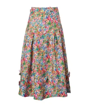 Farm Rio Appliqué Floral Linen Maxi Skirt - Multicolor