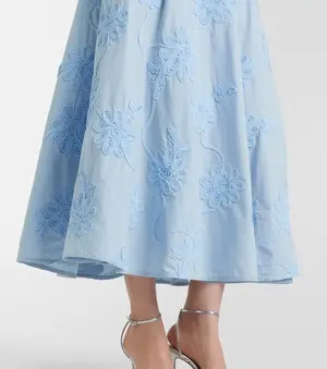 ROTATE BY BIRGER CHRISTENSEN Embroidered Floral Cotton Midi Dress