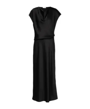 Vince Draped Satin Midi Dress - Black