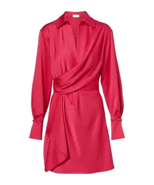 Simkhai Talit Draped Satin Wrap Dress - Red