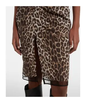 JACQUES WEI Leopard-print Silk Lace Midi Skirt