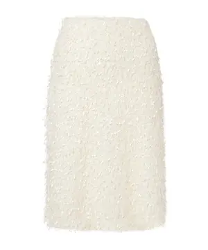 Vince Fringed Midi Skirt - White