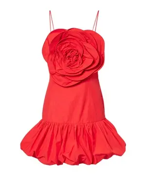 Farm Rio Floral Appliqué Dress - Red