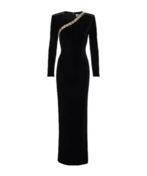 Roland Mouret Embellished Velvet Gown - Black