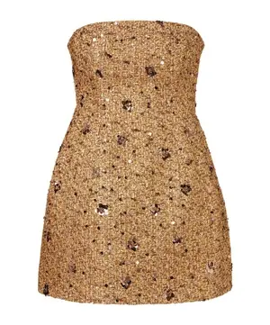 Simkhai Kit Sequined Tweed Bustier Dress - Brown