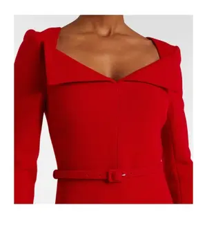 Roland Mouret Belted Wool Midi Dress