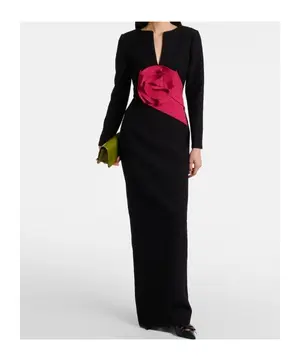 Roland Mouret Crepe Gown With Floral Appliqu