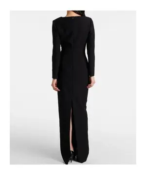 Roland Mouret Crepe Gown With Floral Appliqu
