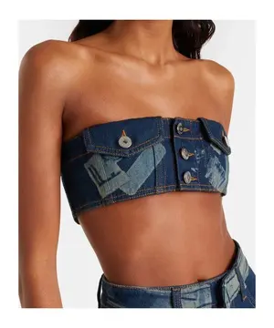 JEAN PAUL GAULTIER Trompe-l'œil Denim Bra Top