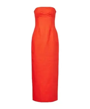 SIR. Strapless Linen Maxi Dress - Red