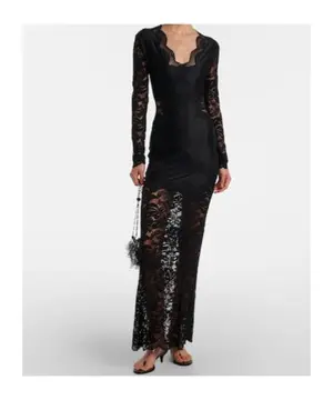 Rabanne Lace-trimmed Jersey Maxi Dress