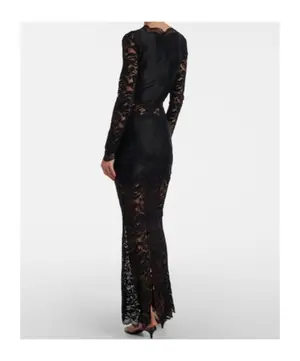 Rabanne Lace-trimmed Jersey Maxi Dress
