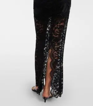 Rabanne Lace-trimmed Jersey Maxi Dress