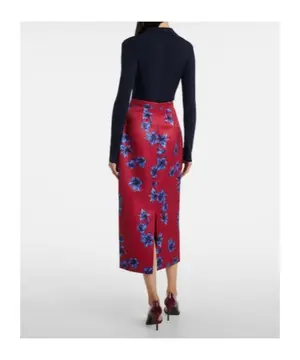 EMILIA WICKSTEAD Lorelei Floral Duchess Satin Pencil Skirt