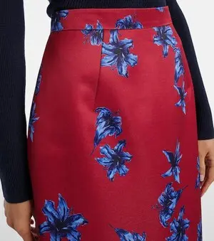 EMILIA WICKSTEAD Lorelei Floral Duchess Satin Pencil Skirt