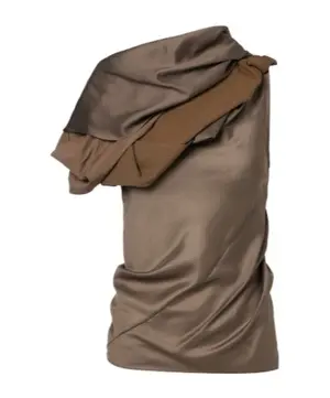 ENTIRE STUDIOS One-shoulder Satin Top - Brown