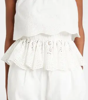 Posse Beryl Broderie Anglaise Peplum Cotton Top