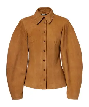 ROTATE BY BIRGER CHRISTENSEN Pointed Collar Long-sleeved Shirt - Brown