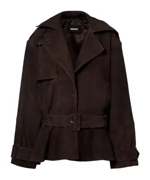 ROTATE BY BIRGER CHRISTENSEN Leather Jacket With Detachable Belt - Black