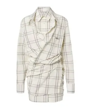 Attico Checked Cotton Minidress - White
