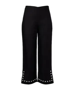 Staud Linen-blend Flared Pants - Black