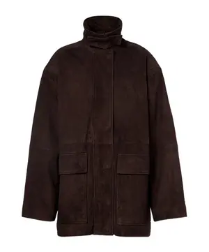 ROTATE BY BIRGER CHRISTENSEN High Collar Long Sleeve Leather Jacket - Black